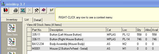 miniMrp 4 - Sortandsearchitem